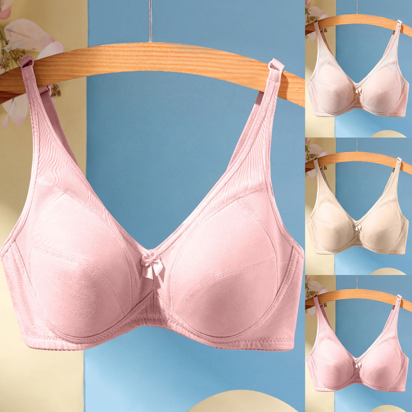 BiZtdJrK Womens Push Up Bras Adjustable Strap No Underwire Bra Seamless Full Coverage Bralette ...