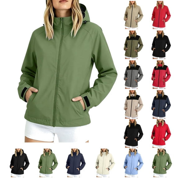 BiZtdJrK Womens Rain Jackets Waterproof with Hood Full Zip Long Sleeve ...