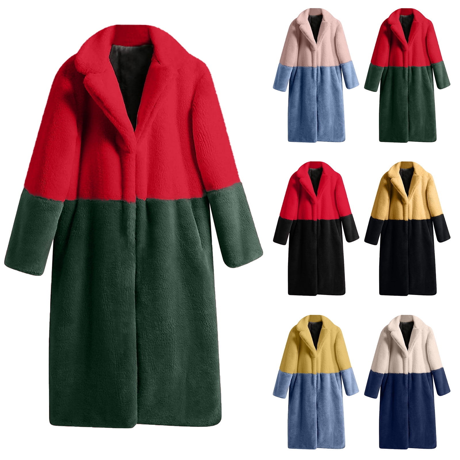 BiZtdJrK Womens Warm Faux Fur Coats Winter Fuzzy Open Front Cardigan ...