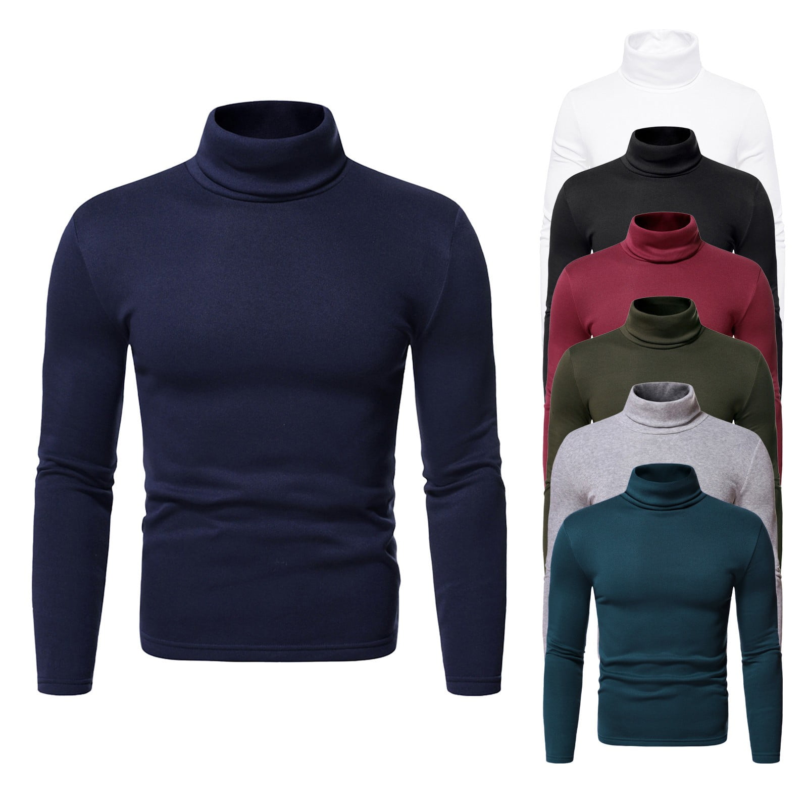 BiZtdJrK Workout Shirts for Men Turtleneck Long Sleeve Lightweight ...