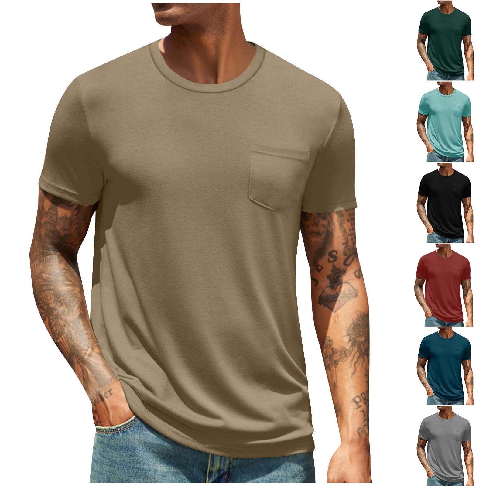 BiZtdJrK Workout T Shirts for Men Crew Neck Short Sleeve Athletic T ...
