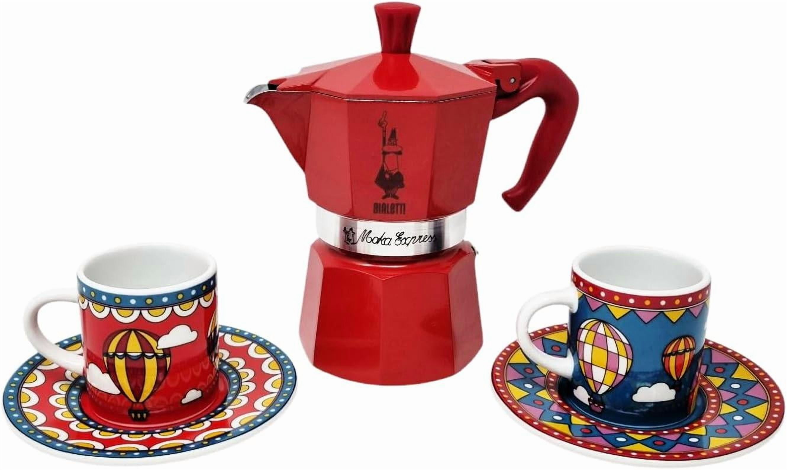 Bialetti Winter Wonderland Moka Express Red Coffee Maker Set 3 Cups 130 ...