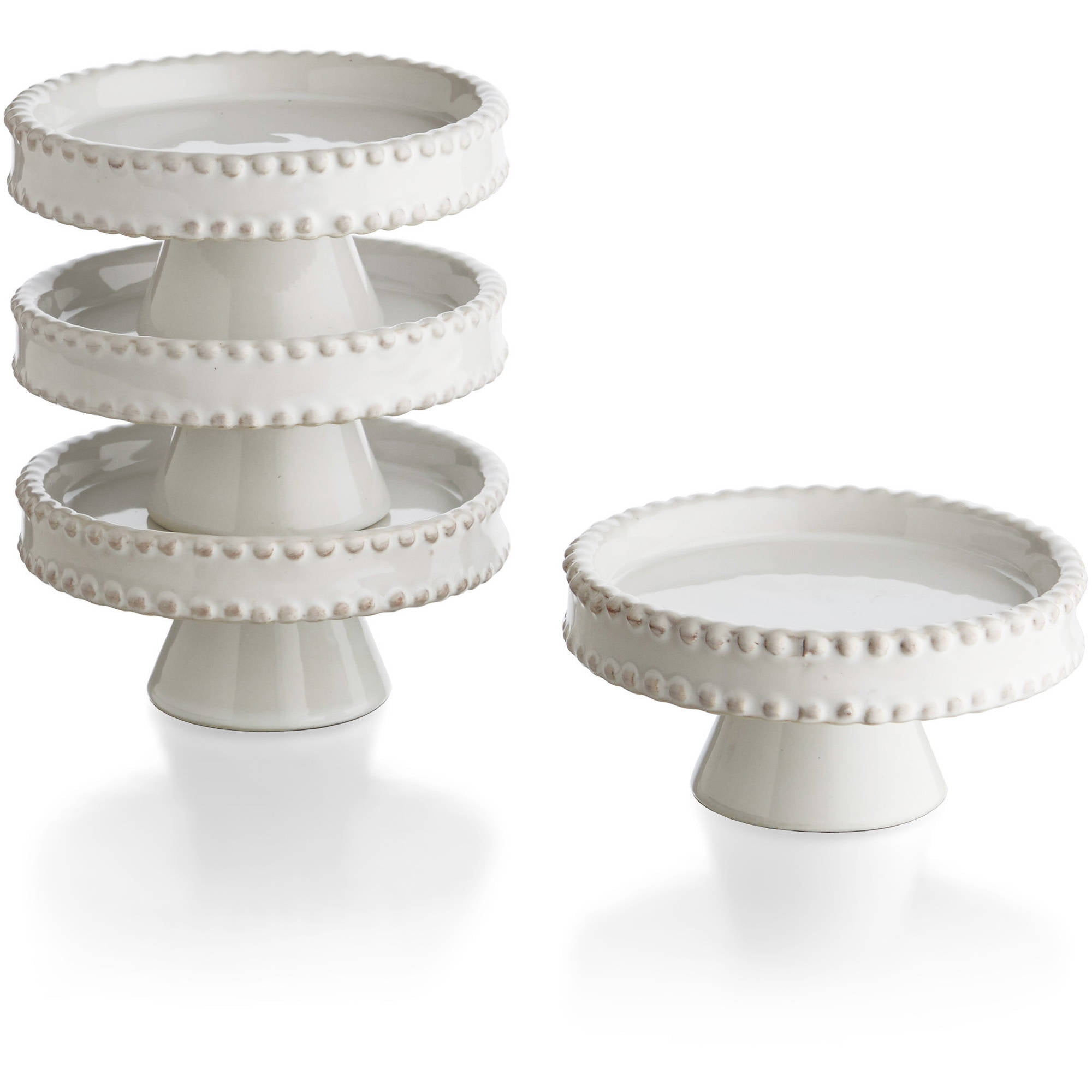 Bianca Bead Set of 4 Cupcake Pedestal Plate - Walmart.com
