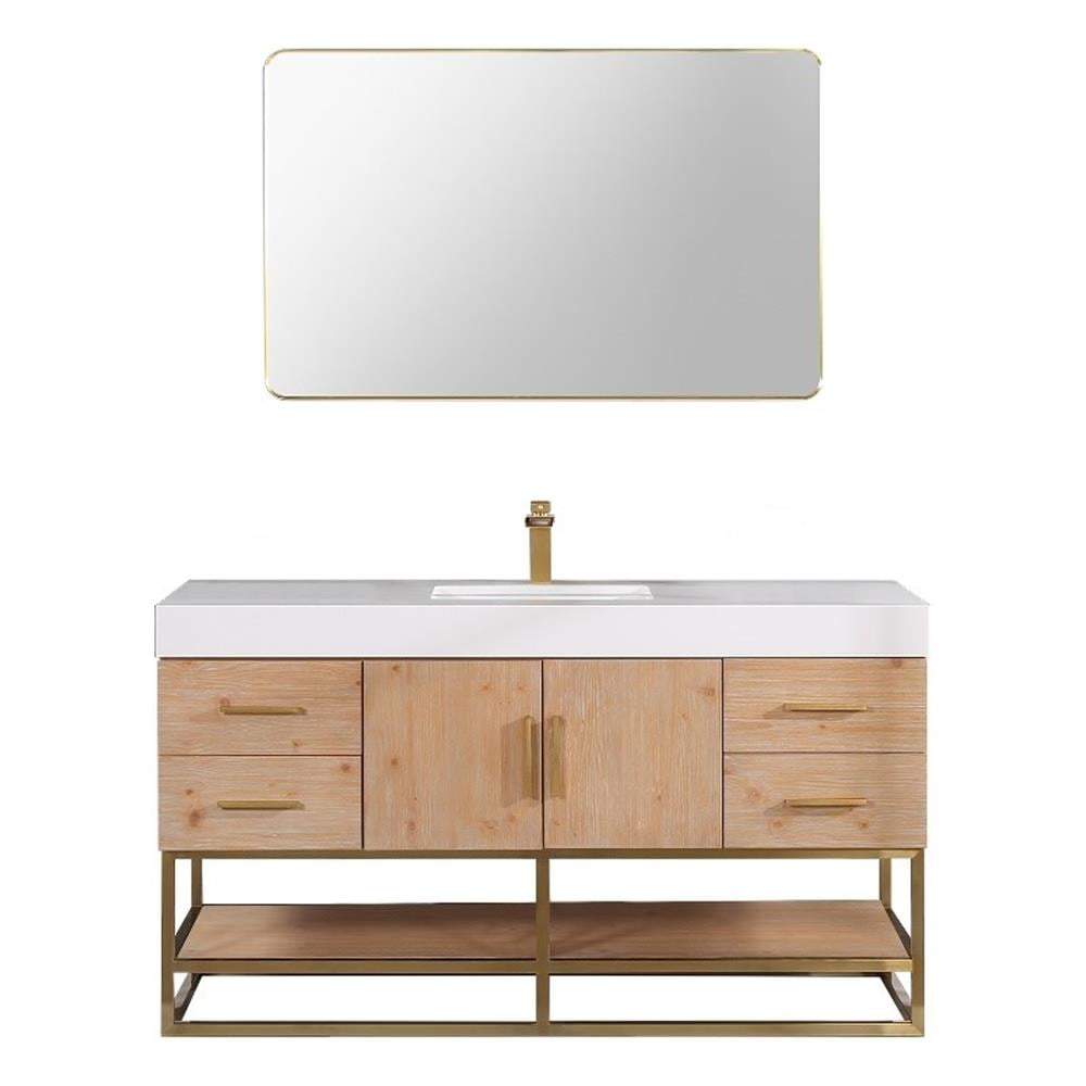 Altair 60" Single Bathroom Vanity in Light Brown awith Mirror - Walmart.com
