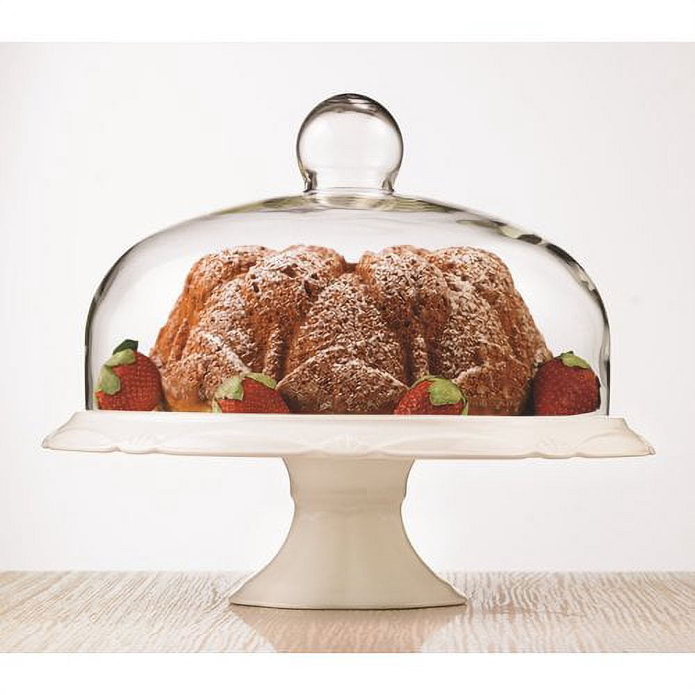Bianco Pedestal Porcelain Cake Plate and Dome 30cm - Walmart.com
