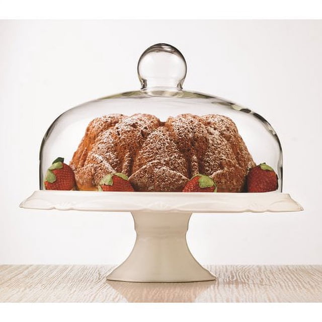 Bianco Pedestal Porcelain Cake Plate and Dome 30cm - Walmart.com