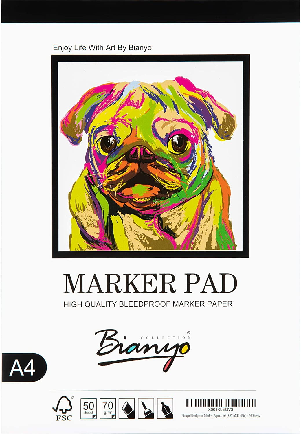 Bianyo Bleedproof Marker Paper Pad, A4(8.27"X11.69"), 50 Sheets, 18 LB ...