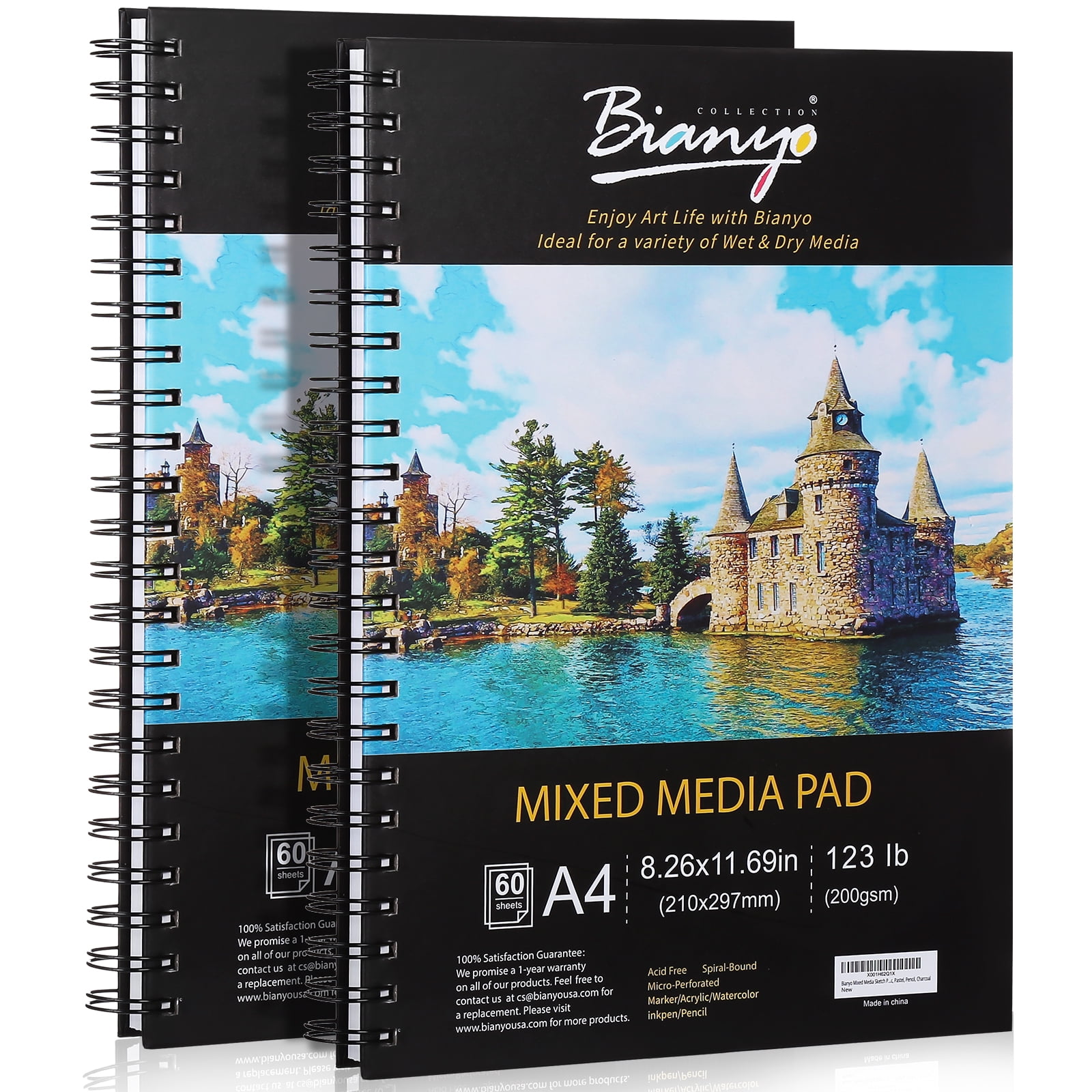 Bianyo Mixed Media Paper Pad, A4 (8.26" X 11.69"), 60 Sheets/Each, 123 ...