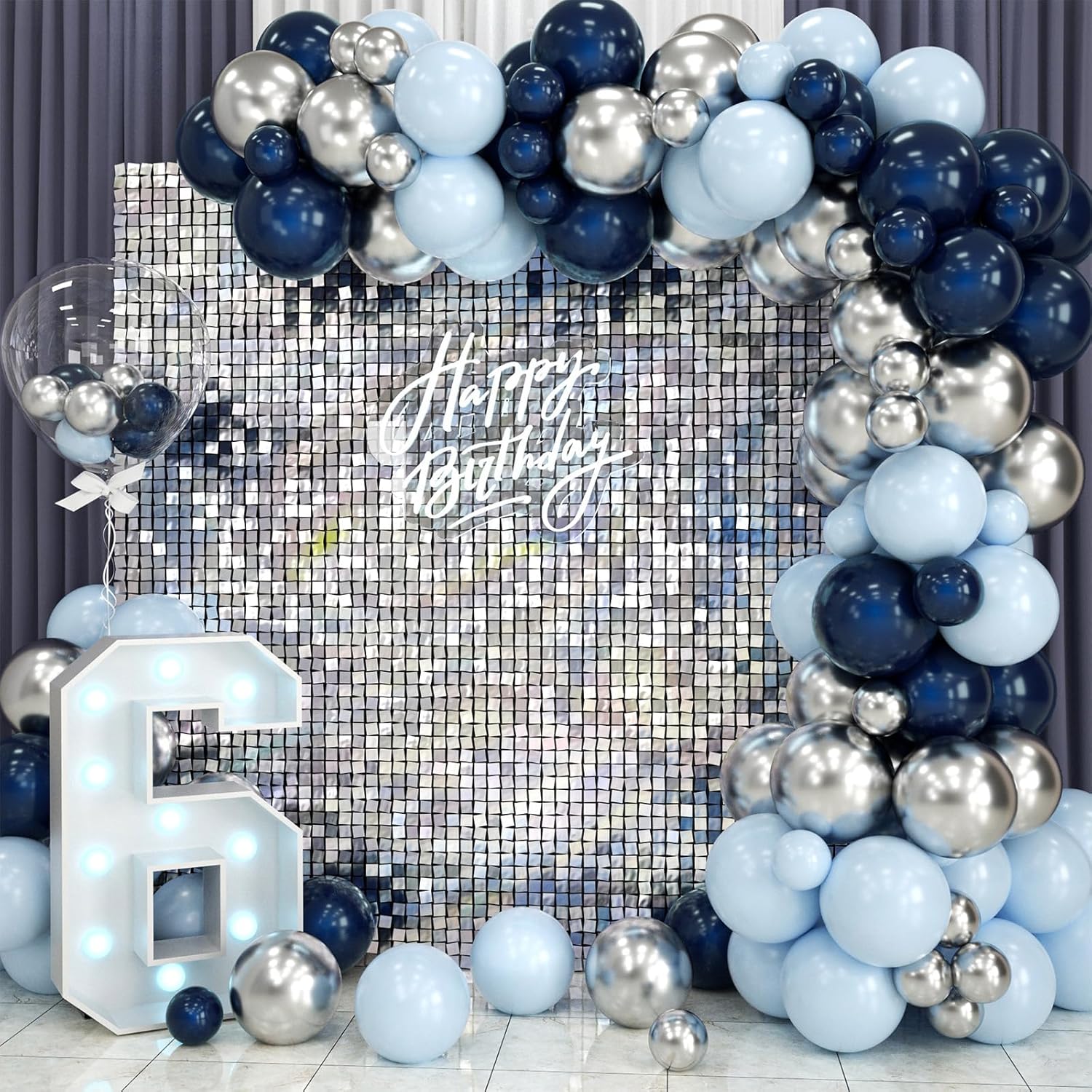 Biapian Silver Shimmer Wall Backdrop, 24PCS Square Sequin Shimmer Wall ...