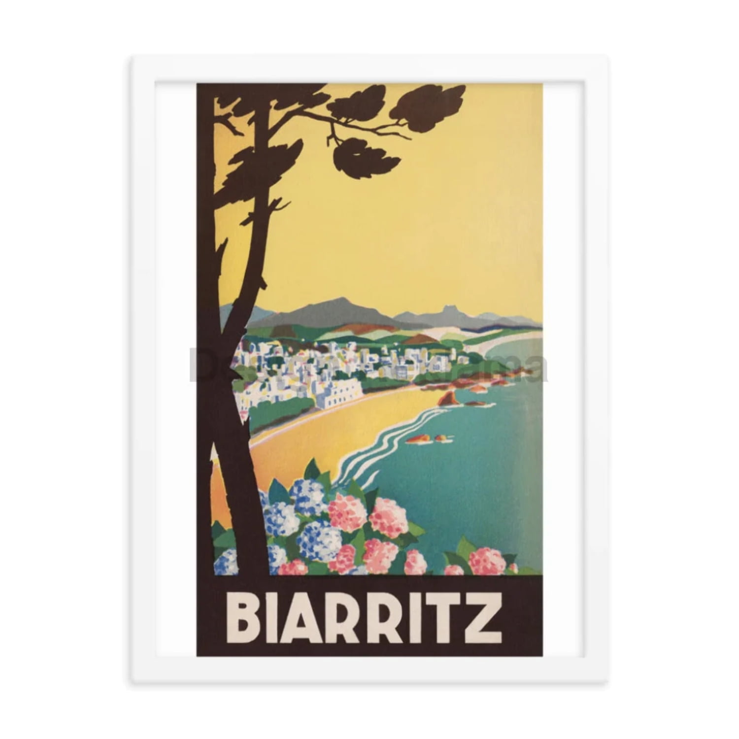 Biarritz, France 1935. Framed Vintage Travel Poster - Walmart.com