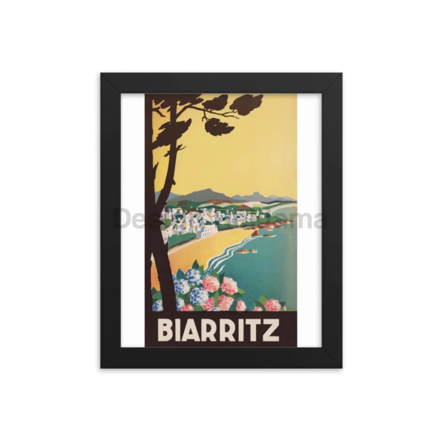 Biarritz, France 1935. Framed Vintage Travel Poster - Walmart.com