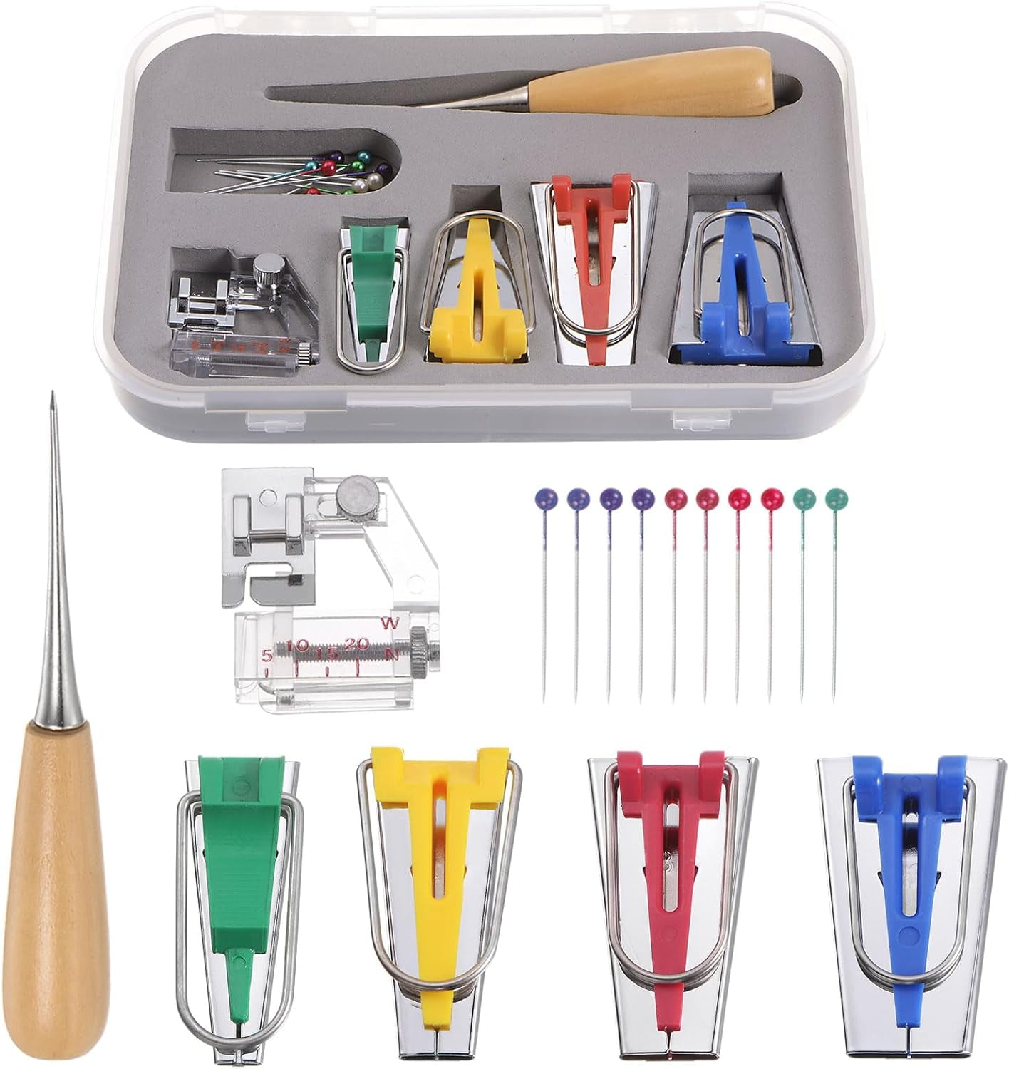 Bias Tape Maker Kit 6mm 12mm 18mm 25mm Single Double Fold Fabric Bias ...