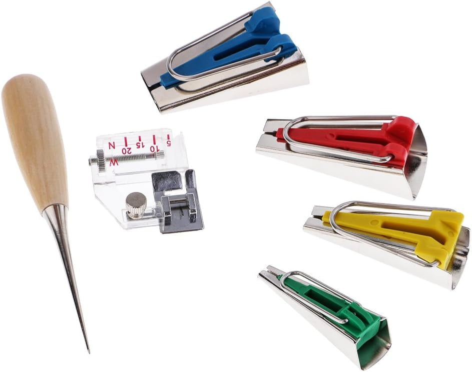 Bias Tape Maker Kit Set for Sewing Quilting Awl and Binder Foot Case ...