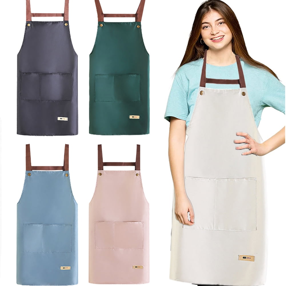 Bib Aprons with 2 Pockets, Unisex Commercial Apron Resistant Apron ...