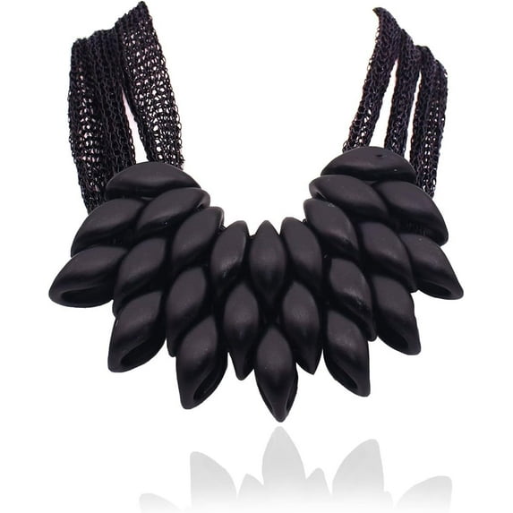 Bib Necklace for Women,Gold and Black Chunky Layered Choker Necklace ...