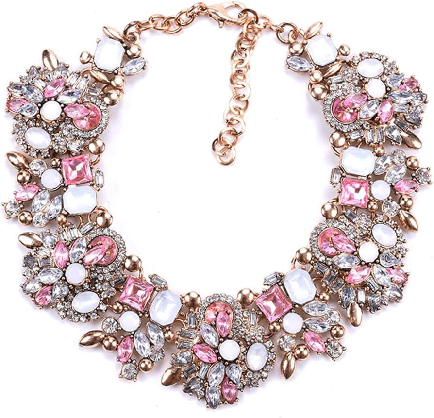 Bib Statement Necklace Colorful Crystal Rhinestone Collar Necklace for ...