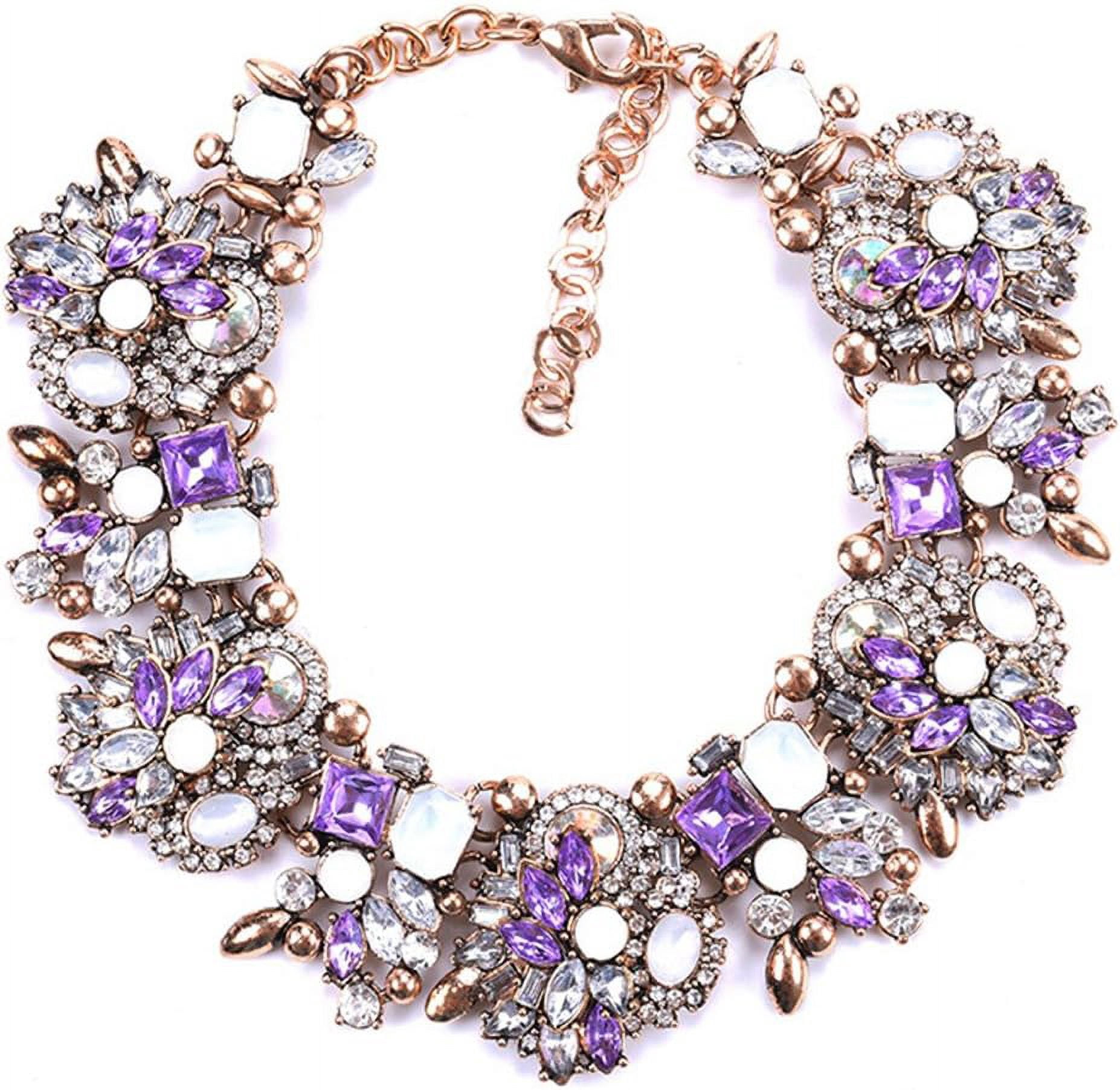 Bib Statement Necklace Colorful Glass Crystal Collar Choker Necklace ...