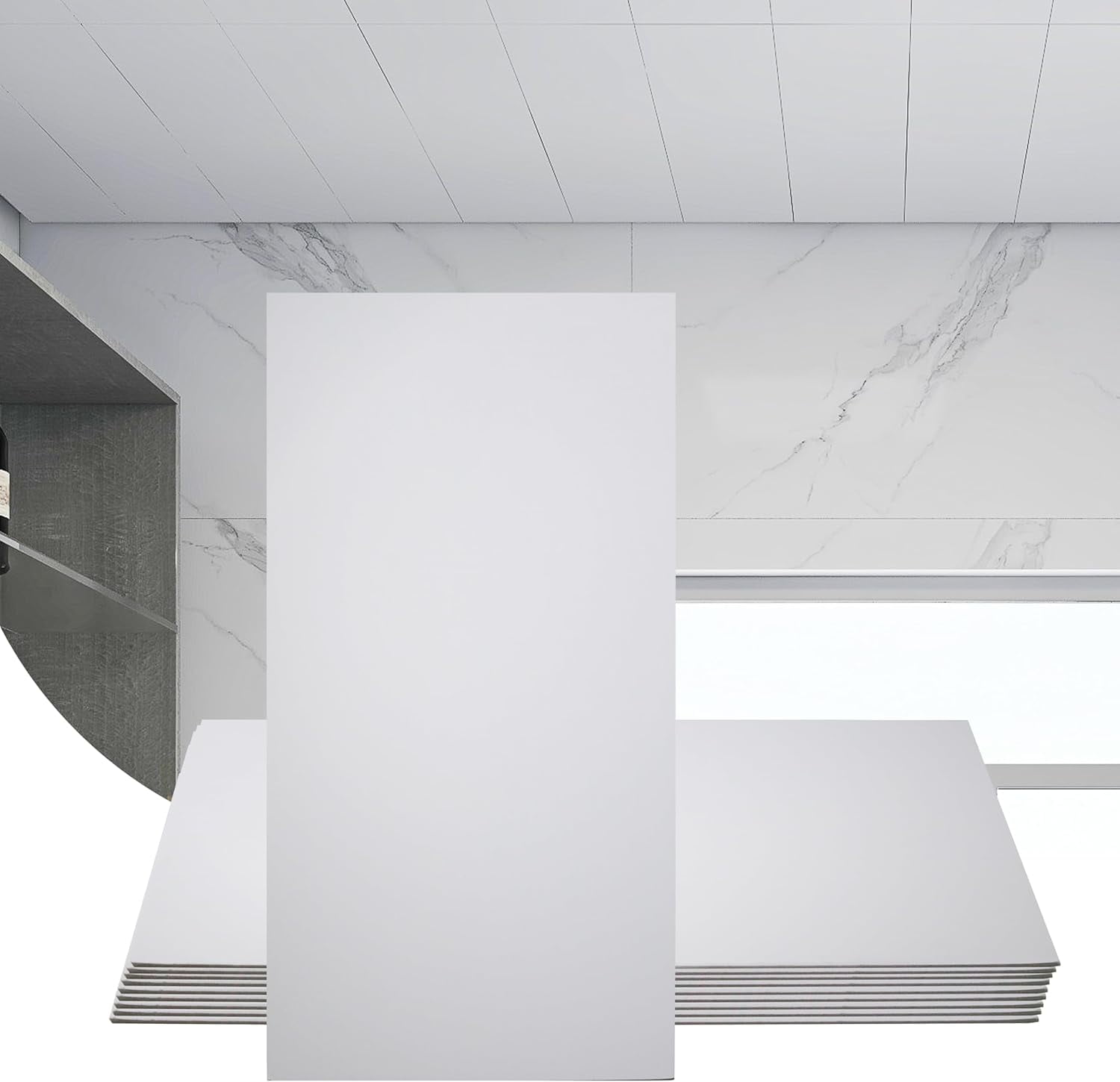 Bibana 10-Pack 2x4 ft Smooth White PVC Drop Ceiling Tiles – Waterproof ...