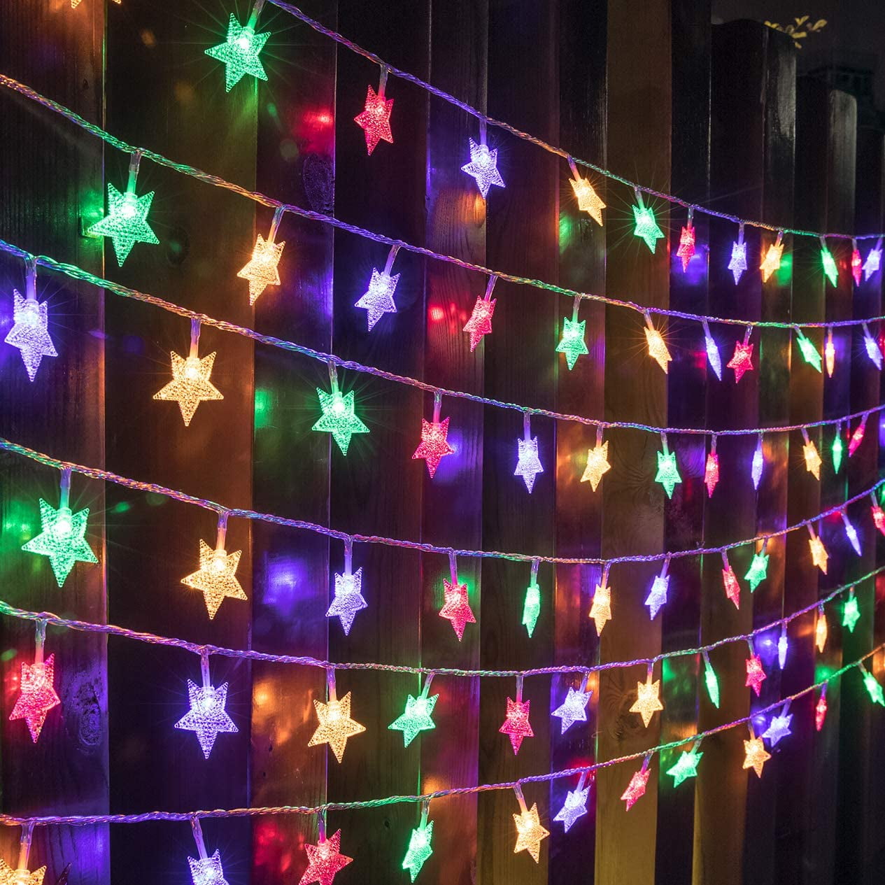 Bibana Decorative 100 LED Star String Lights, 49 FT, 8 Modes ...