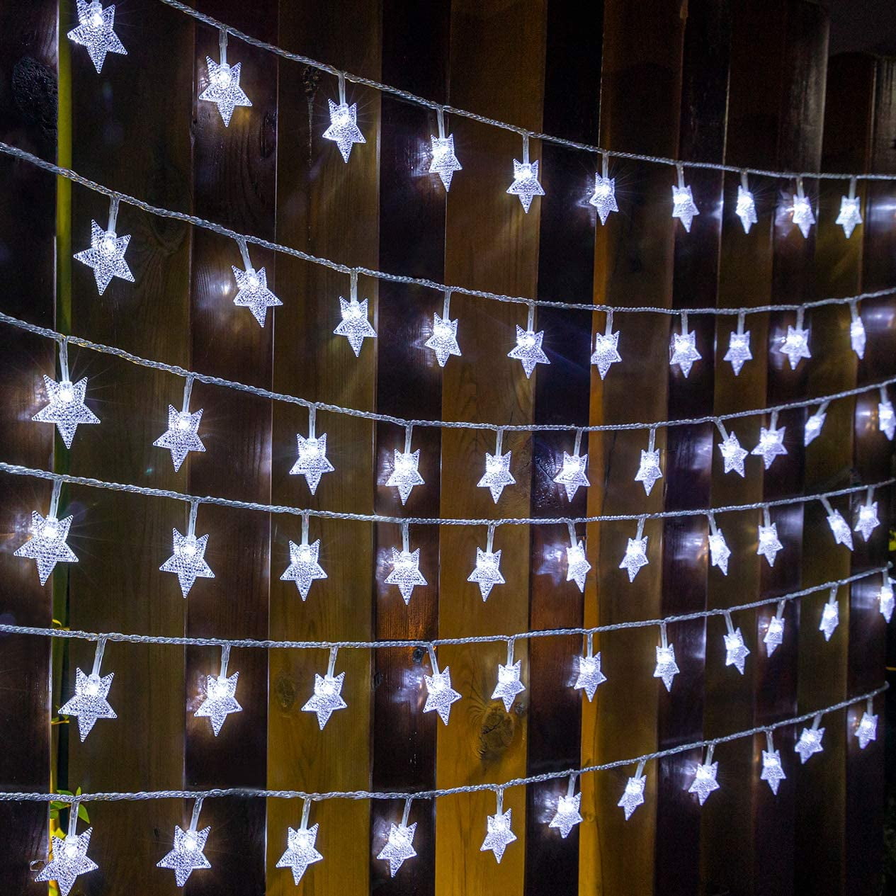 Bibana 100 LED 49 FT Star String Lights Plug in Fairy Twinkle String ...