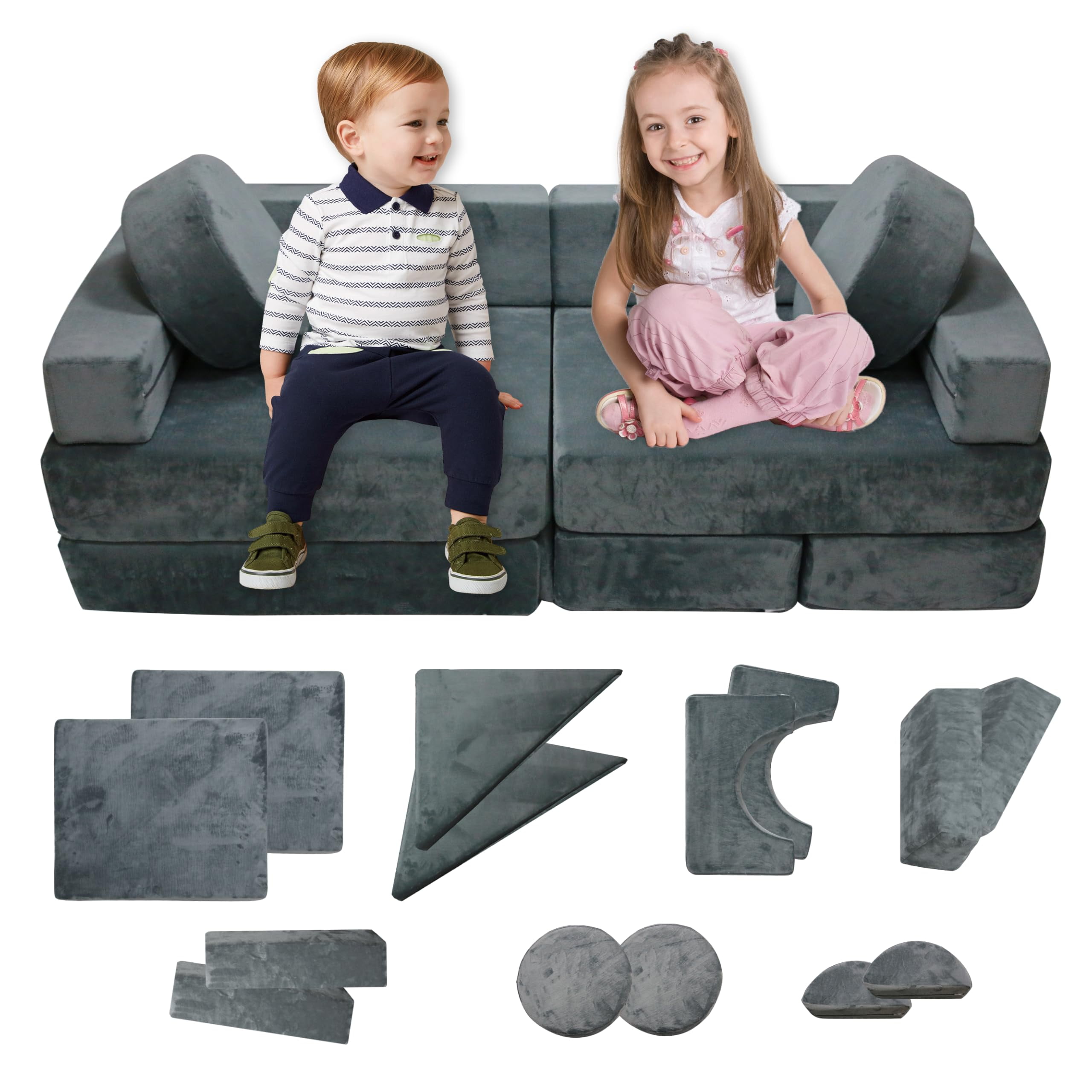 Bibana 14Pcs Kids Couch Modular Play Couch Set, Child Sectional Sofa ...