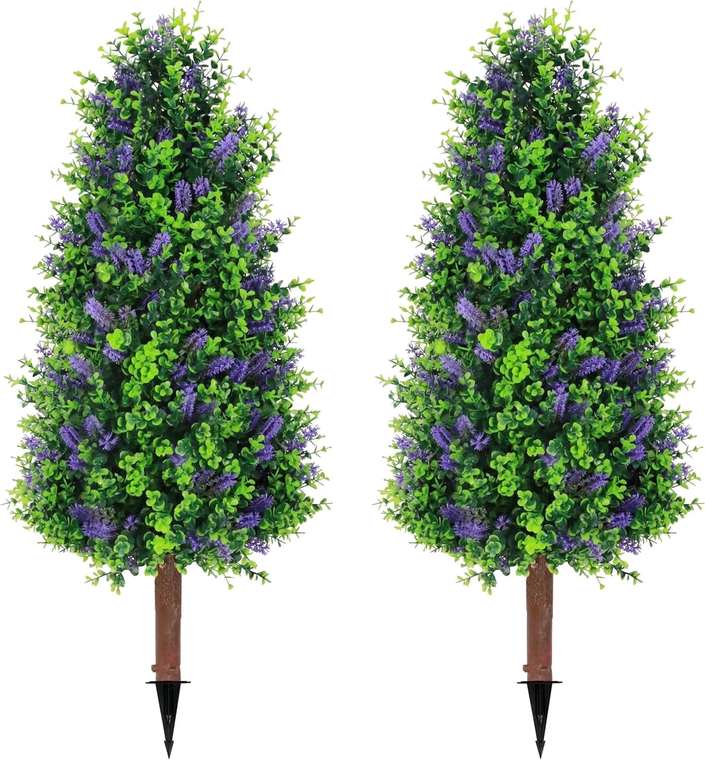 Bibana 2 Packs 27.5" Artificial Lavender Tree, Fake Lavender Shrub ...