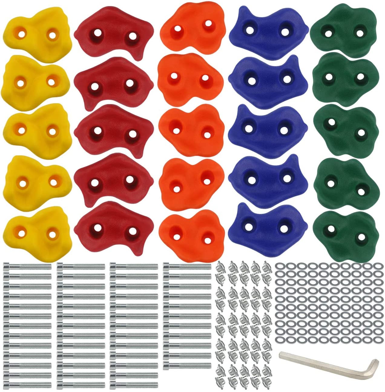 Bibana 25 PCS Rock Climbing Holds Set with Mounting Screws and Hardware for DIY Kids Indoor and ...