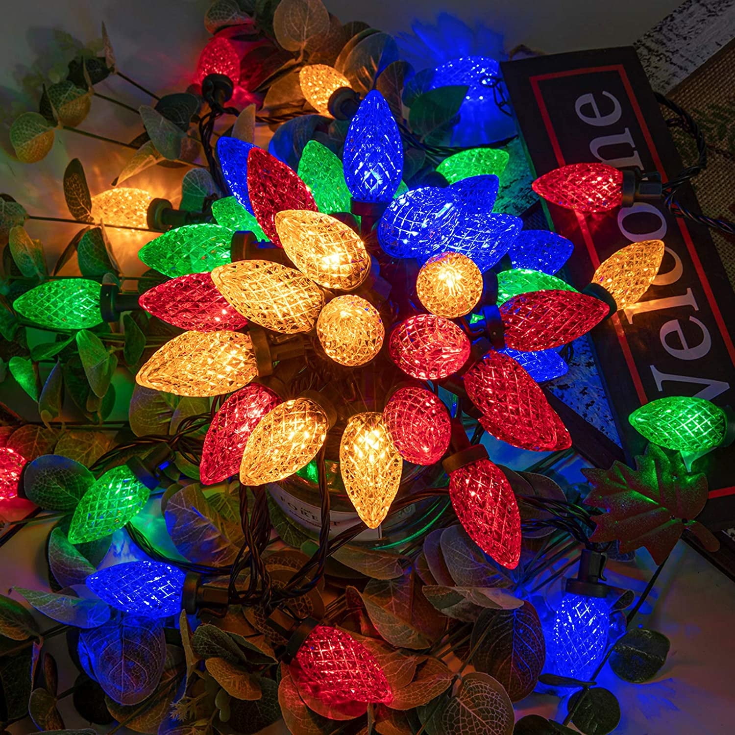 Bibana 50LED 49 FT C9 Christmas String Lights Plug in Fairy Twinkle ...
