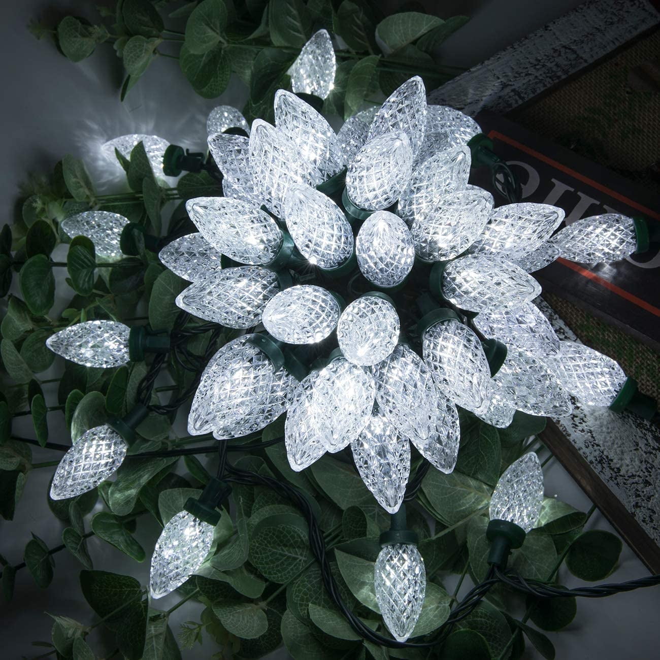 Bibana 50LED 49 FT C9 Christmas String Lights Plug in Fairy Twinkle ...