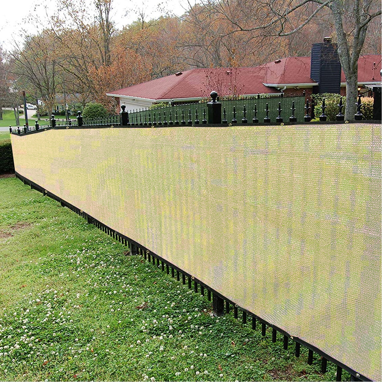 Bibana Privacy Fence Screen, 5ft x 50ft, Tan Shade Cloth, UV Protection ...