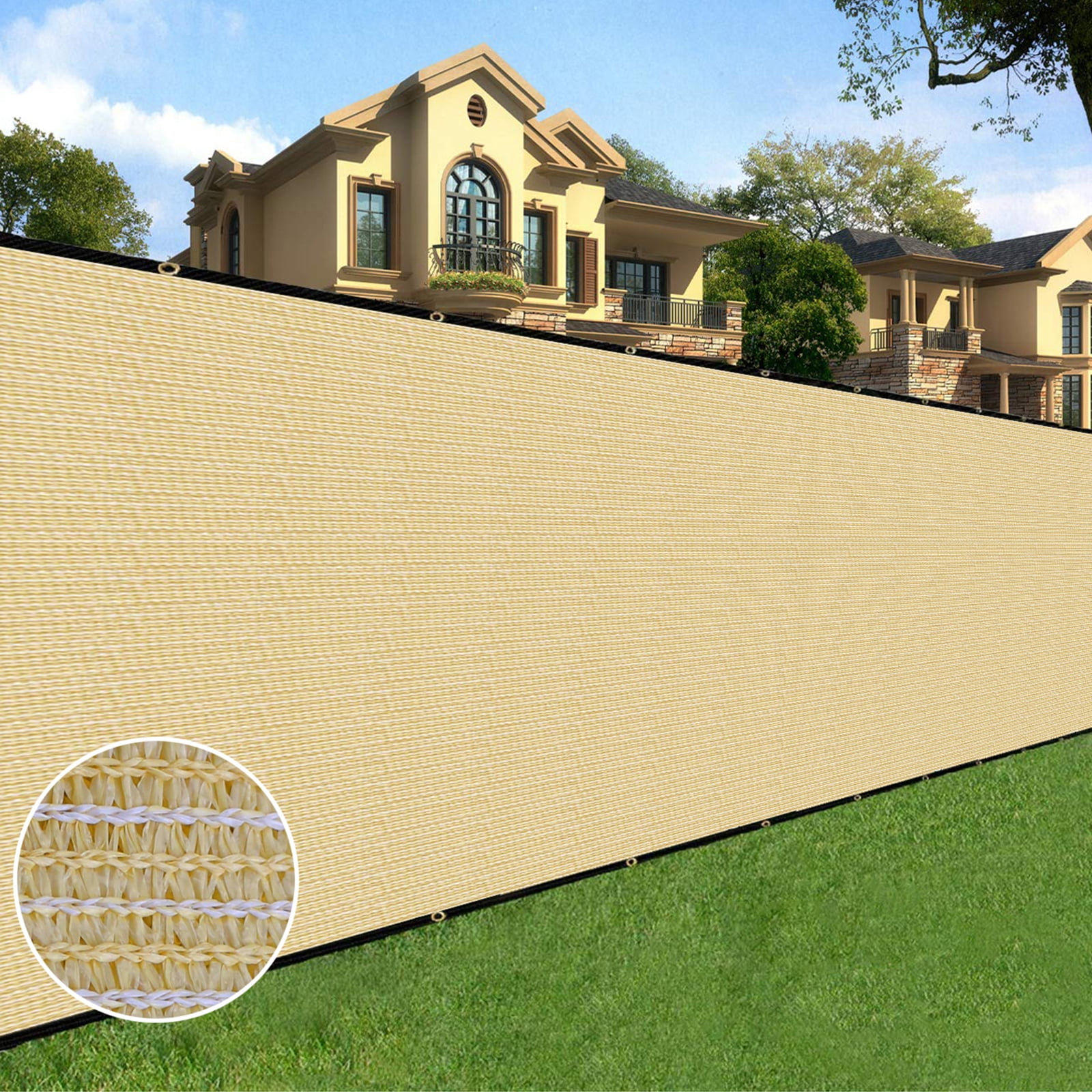 Bibana Privacy Fence Screen, 5ft x 50ft, Tan Shade Cloth, UV Protection ...