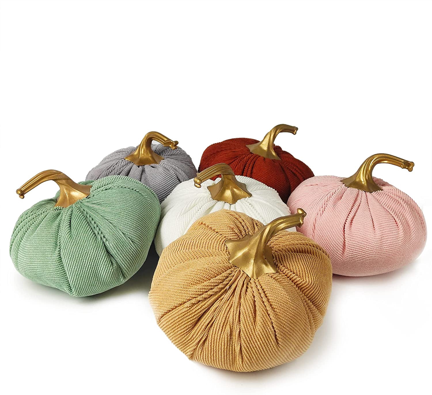 Bibana 6 Pack Artificial Pumpkins Set Fabric Pumpkins Decoration ...