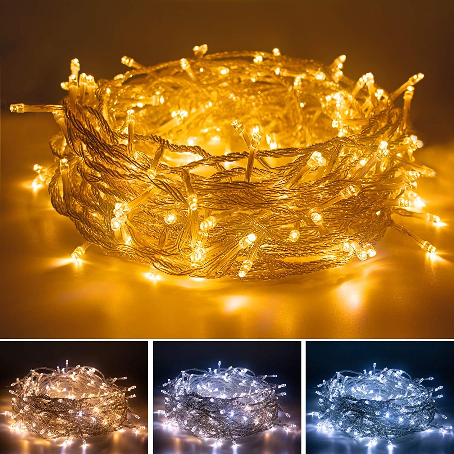Bibana 66FT 200 LED Christmas String Lights Fairy String Lights Plug in ...