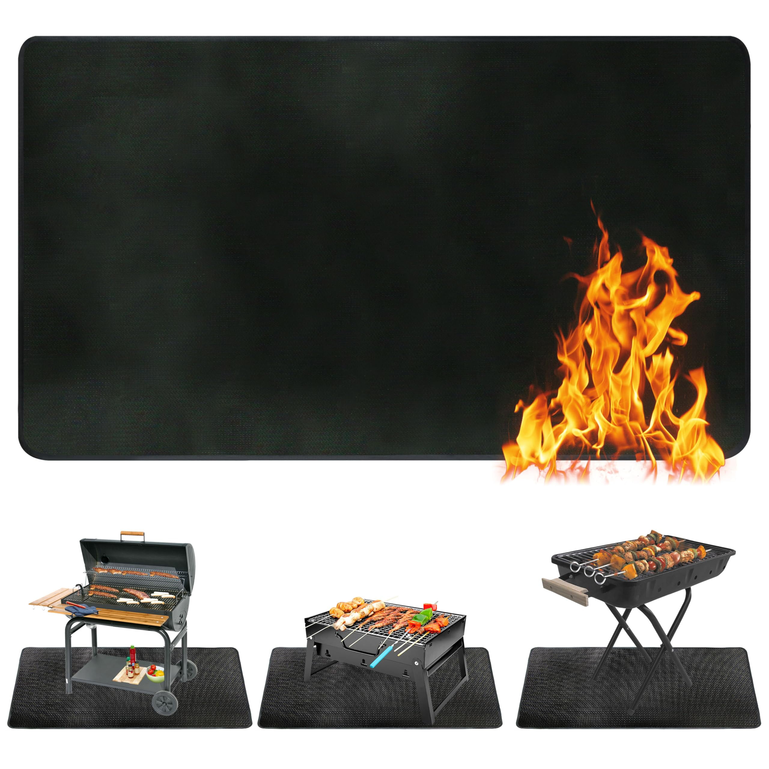 Bibana 90 x 52 Inch Under Grill Mats for Outdoor Grill, Indoor Fire Pit ...