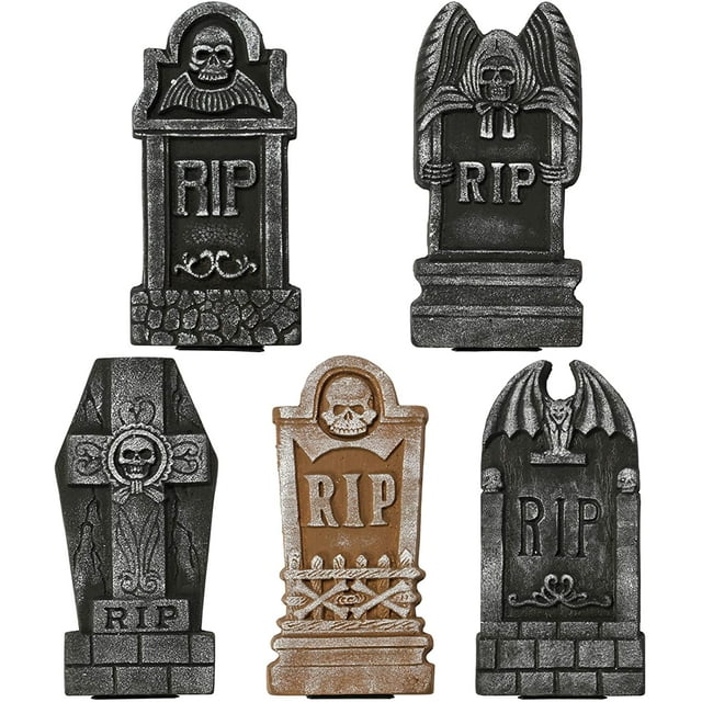 Bibana Halloween Grave Decor: Set of 5 Outdoor Fake Cemetery Props ...