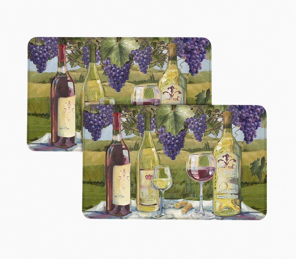 Bibb Home 18 x 30 in. Anti Fatigue Foam Kitchen Mat, Wine & Grape ...