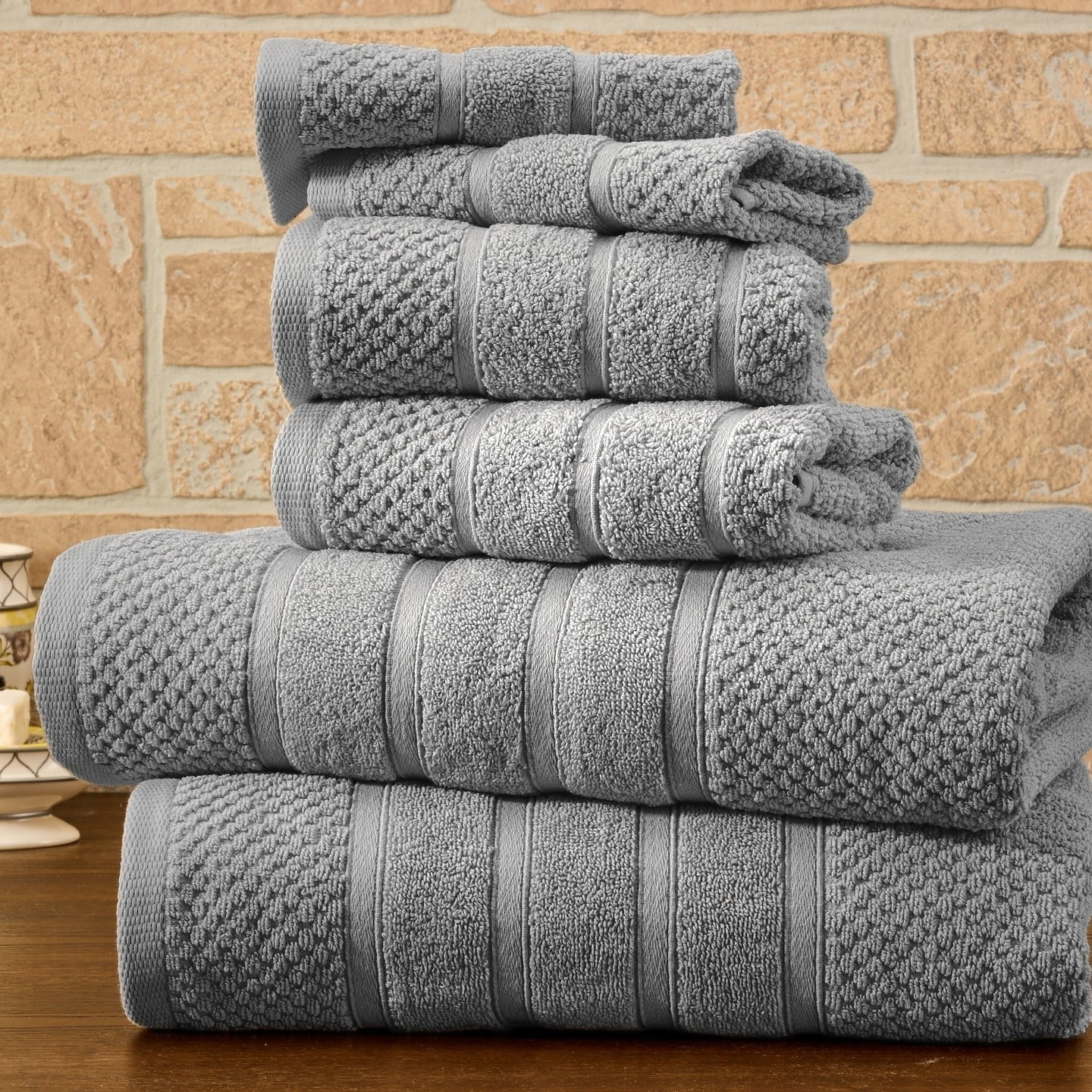 Bibb Home 6 Piece Popcorn Egyptian Cotton Towel Set - Walmart.com
