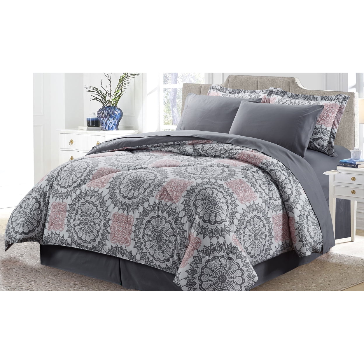 Bibb Home 8 Piece Bed in a Bag Set with Sheets, Down Alternative ...