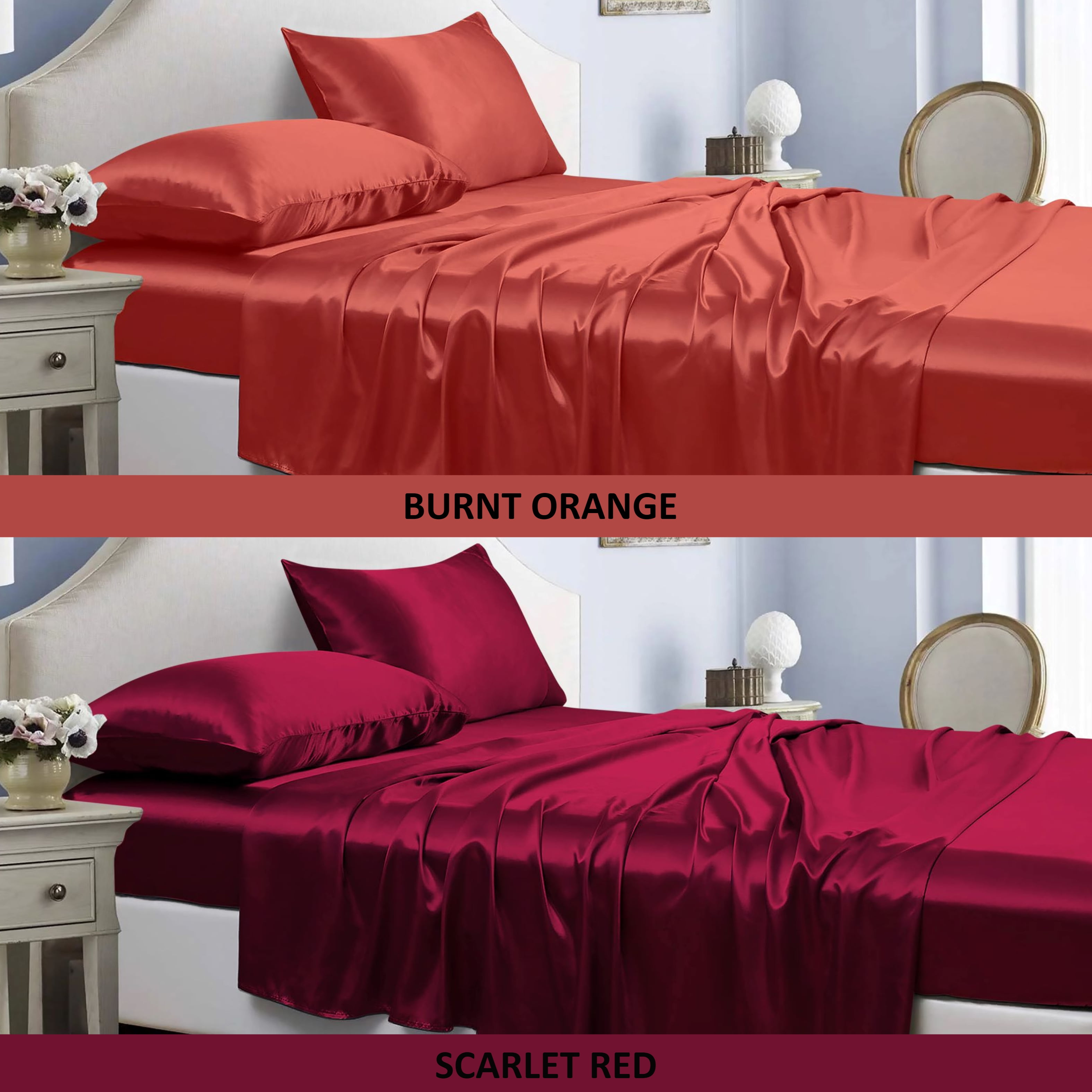 Bibb Home Silky Satin 4 Piece sheet set - Walmart.com