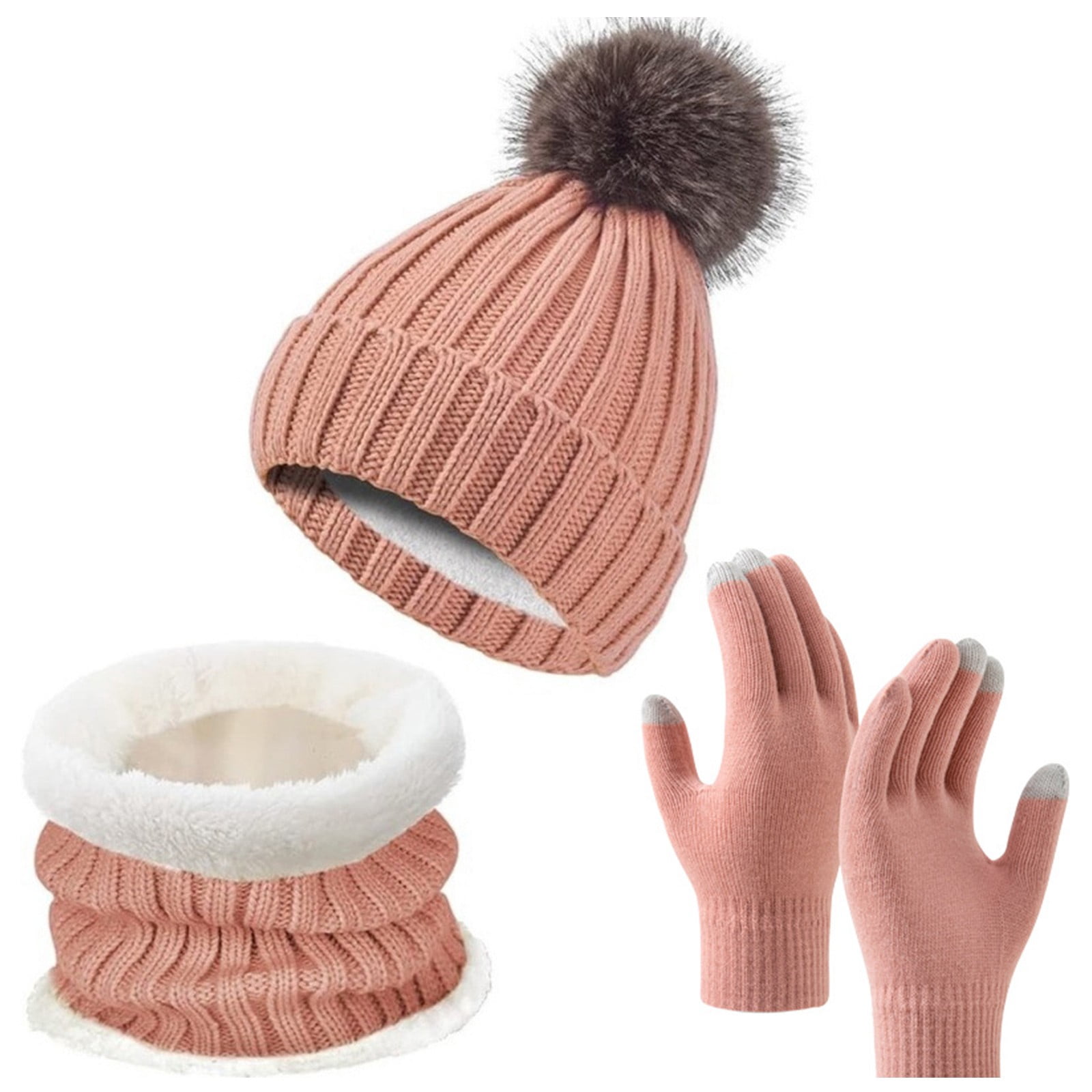 Bibifish 3 PCS Scarf Hat Sets For Women Solid Color Stylish Three Piece ...