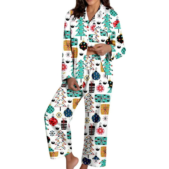 Bibifish Christmas Womens Pajamas Sets Holiday Party Xmas Print Loose ...