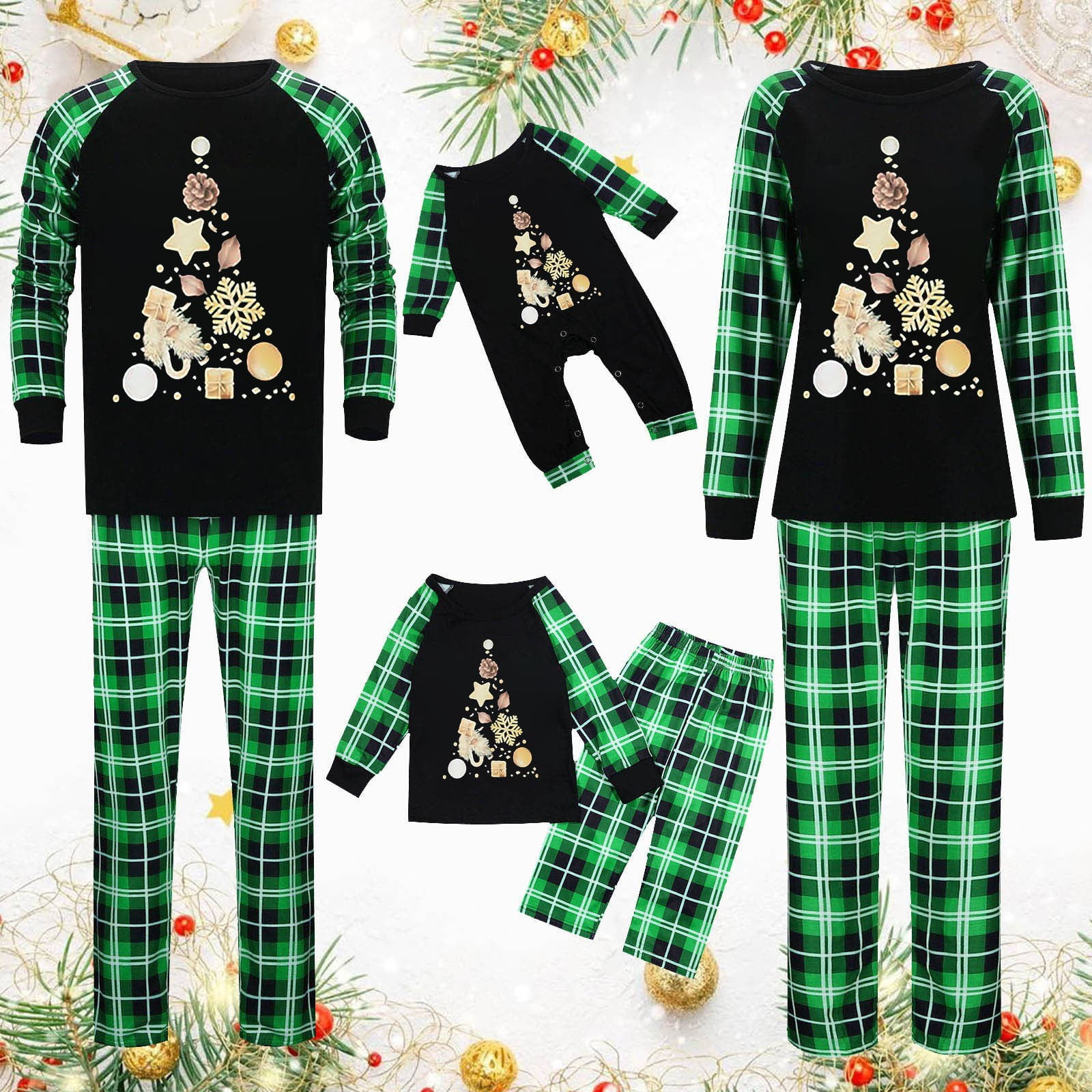 Bibifish Family Christmas Pajamas Matching Sets Christmas Tree Print ...
