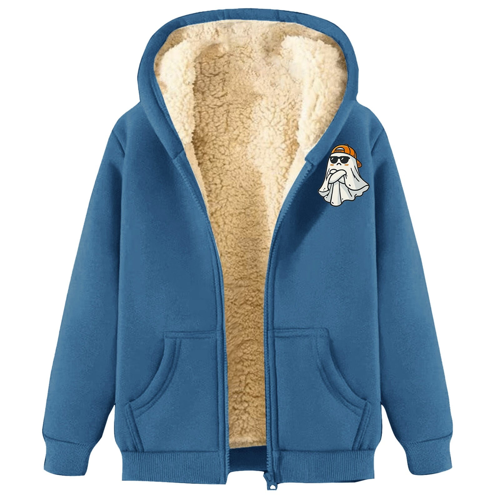 Bibifish Halloween Hoodies For Women Cool Ghost Print Fall Winter Zip ...