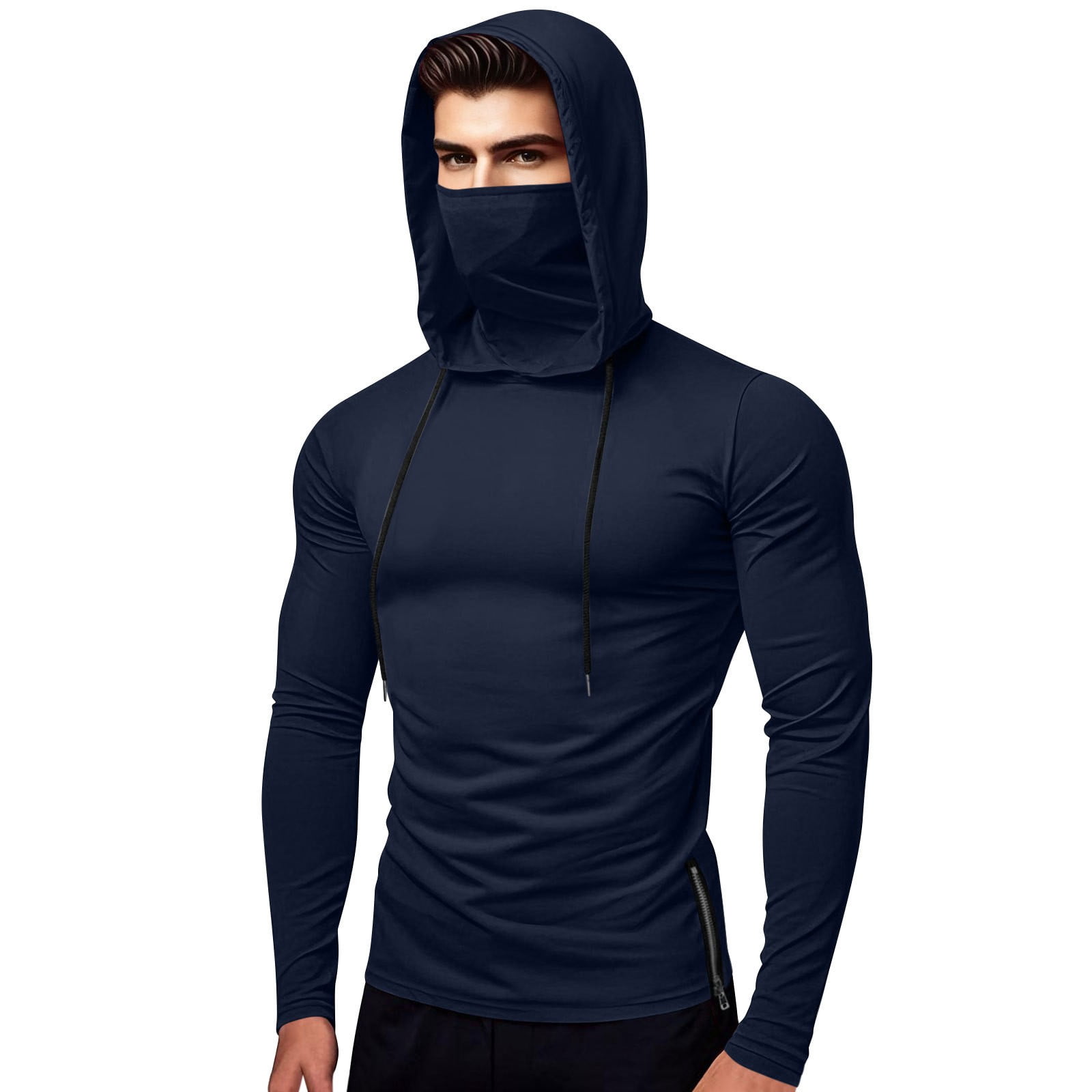 Bibifish Hoodies For Men Fall Fashion Tight Fit Hoodies With Face Mask ...