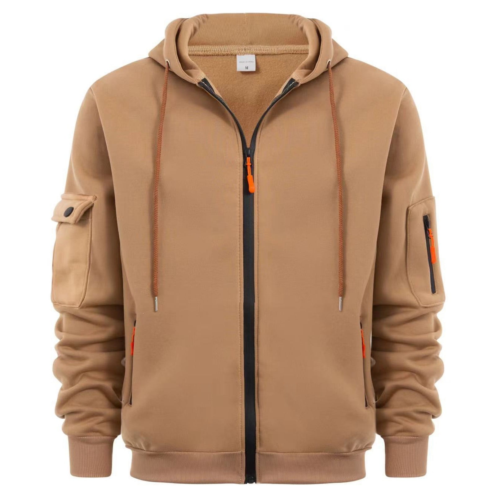 Bibifish Hoodies For Men With Arm Pockets Fall Winter Warm Fleece Zip ...