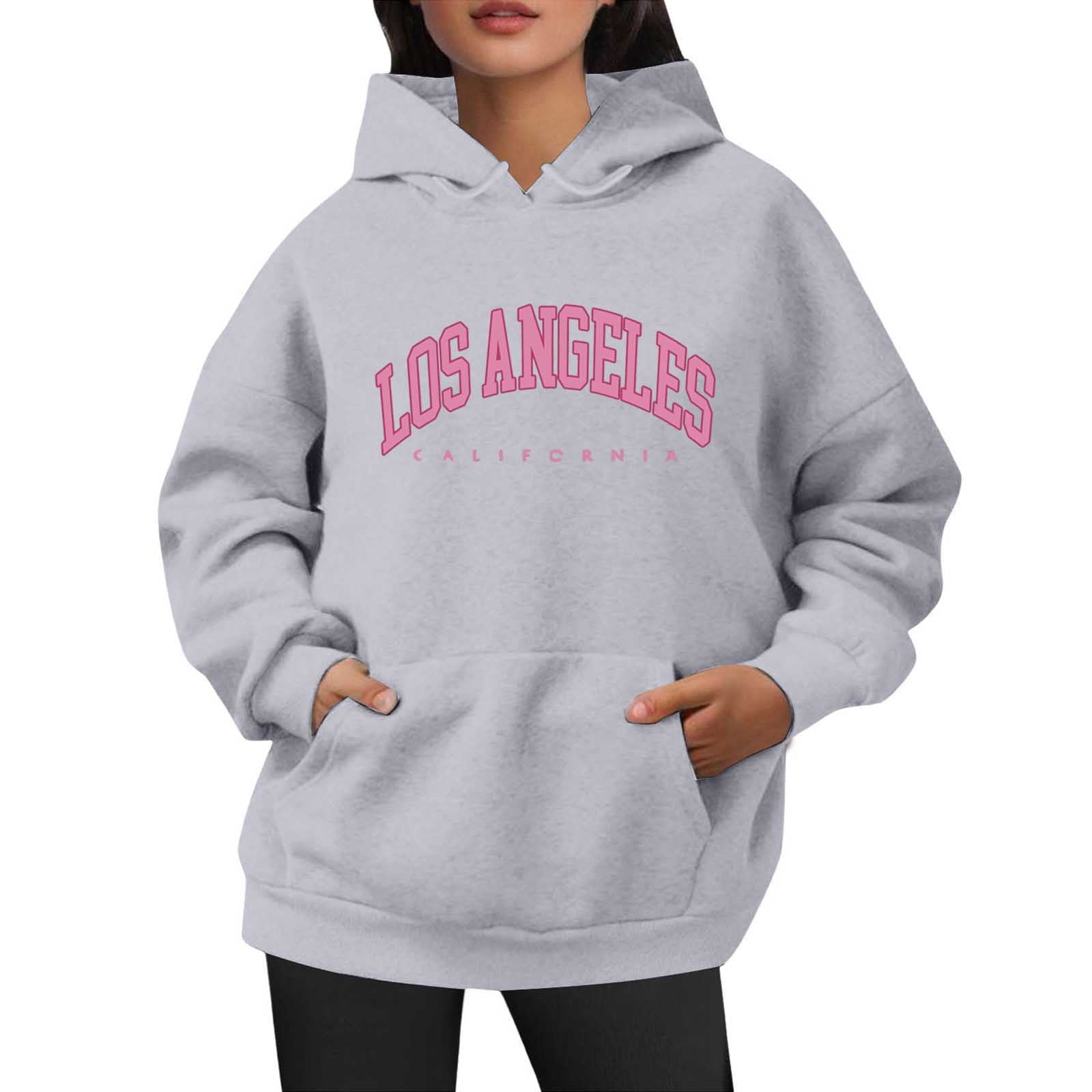 Bibifish Hoodies For Women Fall Preppy Los Angeles City Letter Print ...