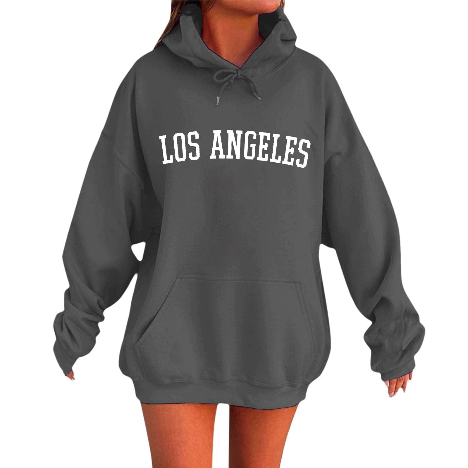 Bibifish Hoodies For Women Preppy Los Angeles City Letter Print Fall ...