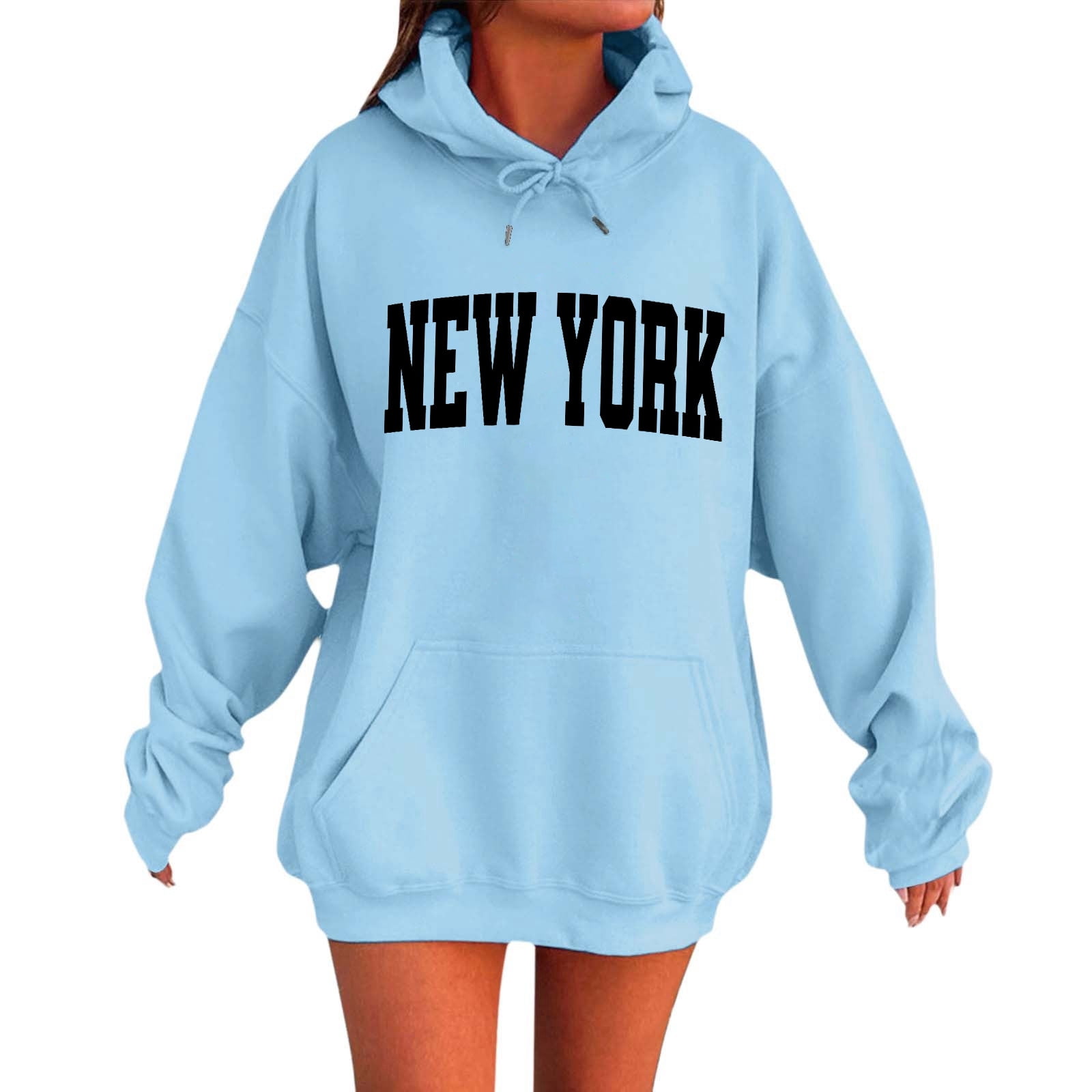 Bibifish Hoodies For Women Preppy New York City Letter Print Fall ...