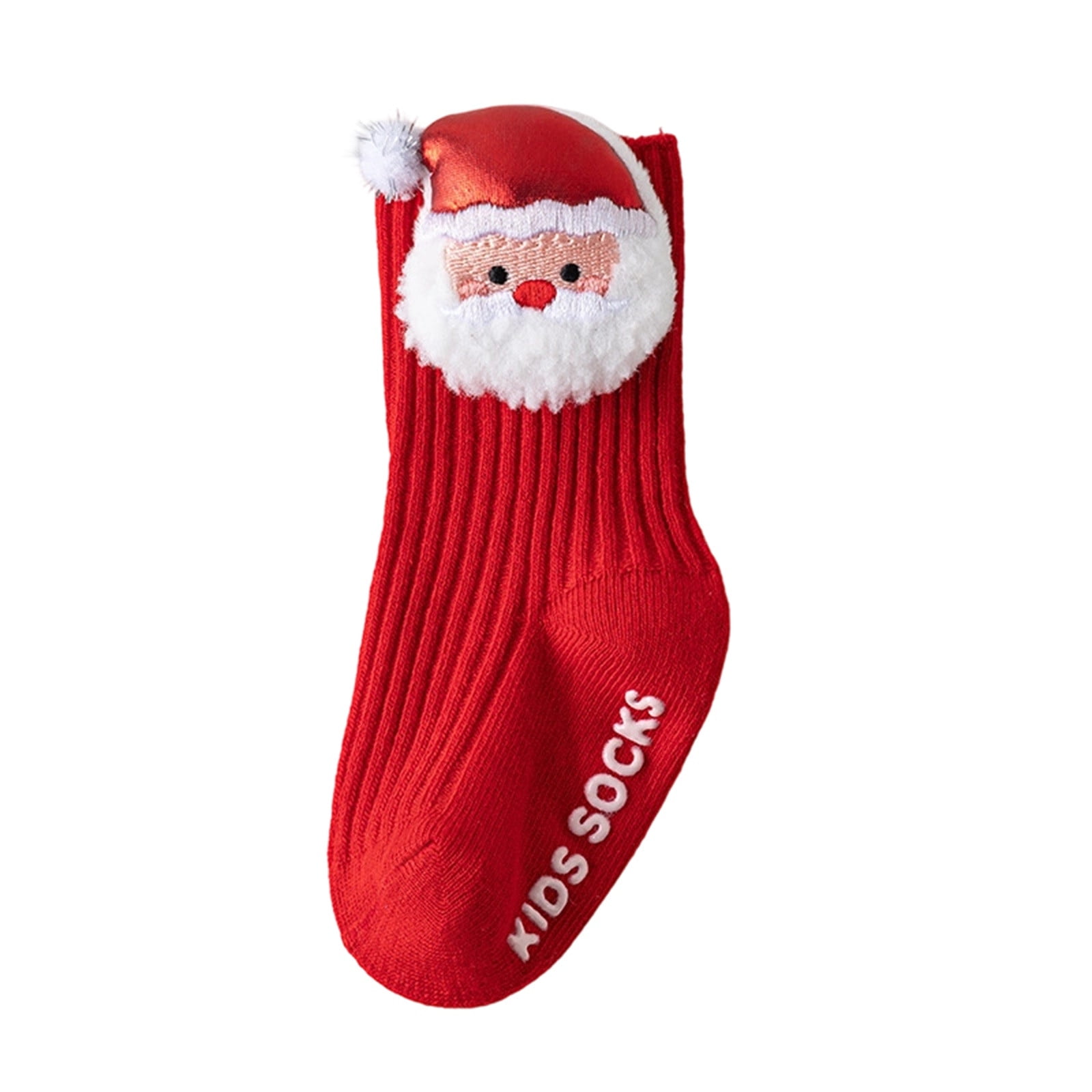Bibifish Kids Socks Red Santa Pattern Ribbed Cuff Warm Fleece Lined ...