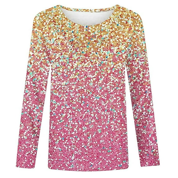 Bibifish Little Girls Tshirts Long Sleeve Sequin Printed Tee Tops Round ...